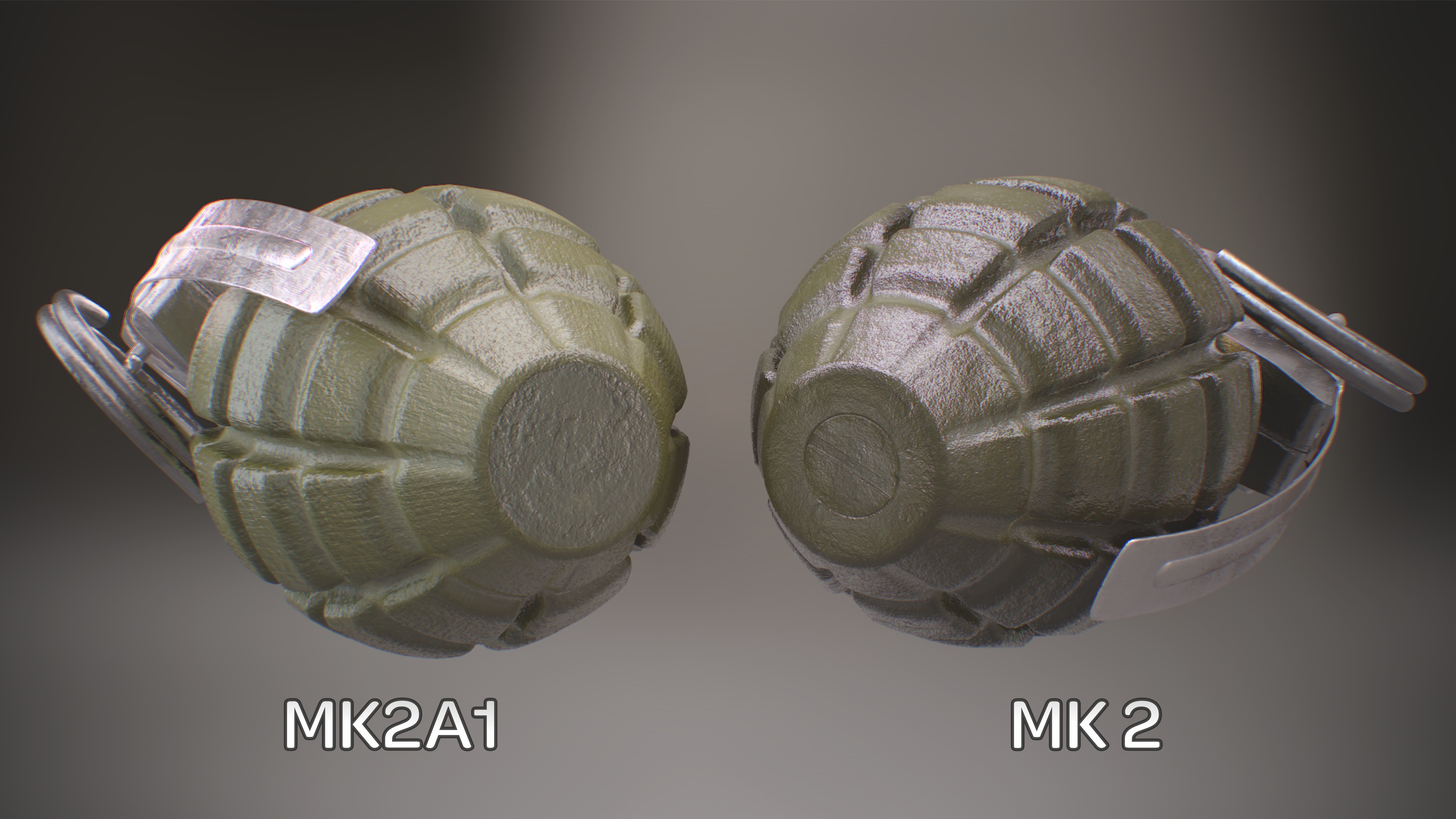 MK2 and MK2A1 Pineapple Grenade Newly Made WW2 Pack - MID POLY 3D model ...