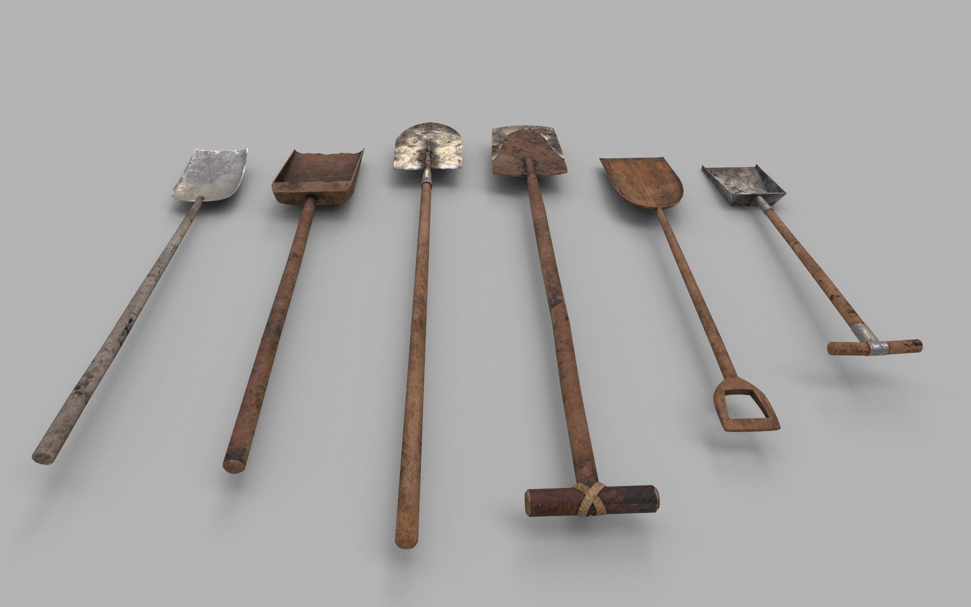 3D model Pack of 6 Medieval Shovels VR / AR / low-poly | CGTrader