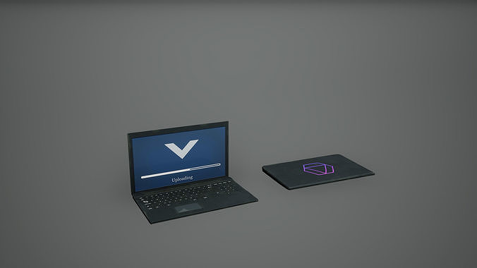3D model Cyberpunk Laptop Set Low Poly Game Ready VR / AR / low-poly ...