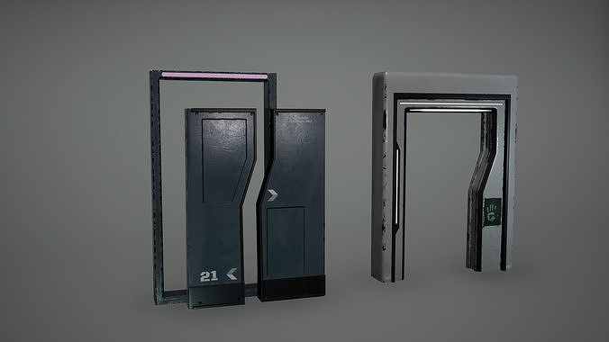 3D model Cyberpunk Sci-fi Door Low Poly Game Ready VR / AR / low-poly ...