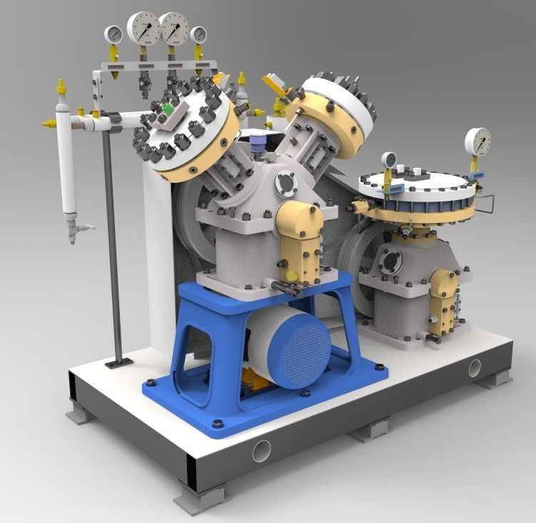 Large ship diaphragm compressor 3D model | CGTrader