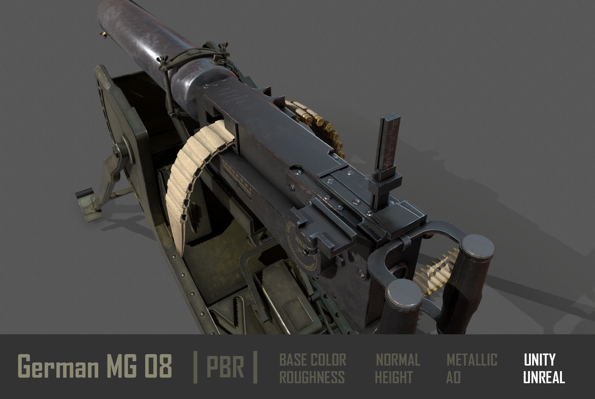 3D model German MG-08 Machine Gun VR / AR / low-poly | CGTrader
