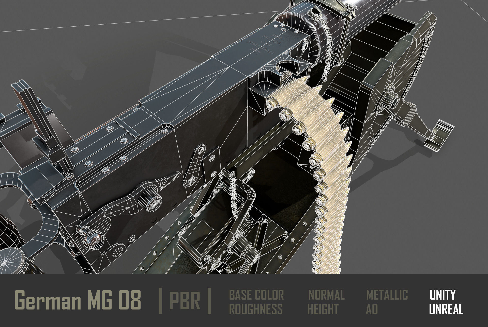 3D model German MG-08 Machine Gun VR / AR / low-poly | CGTrader