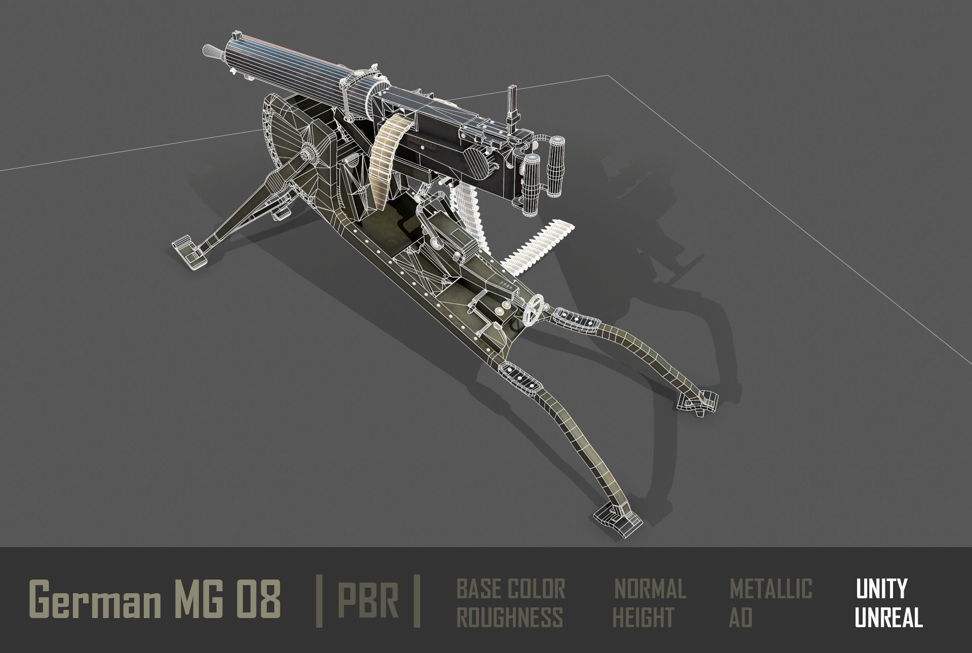 3D model German MG-08 Machine Gun VR / AR / low-poly | CGTrader