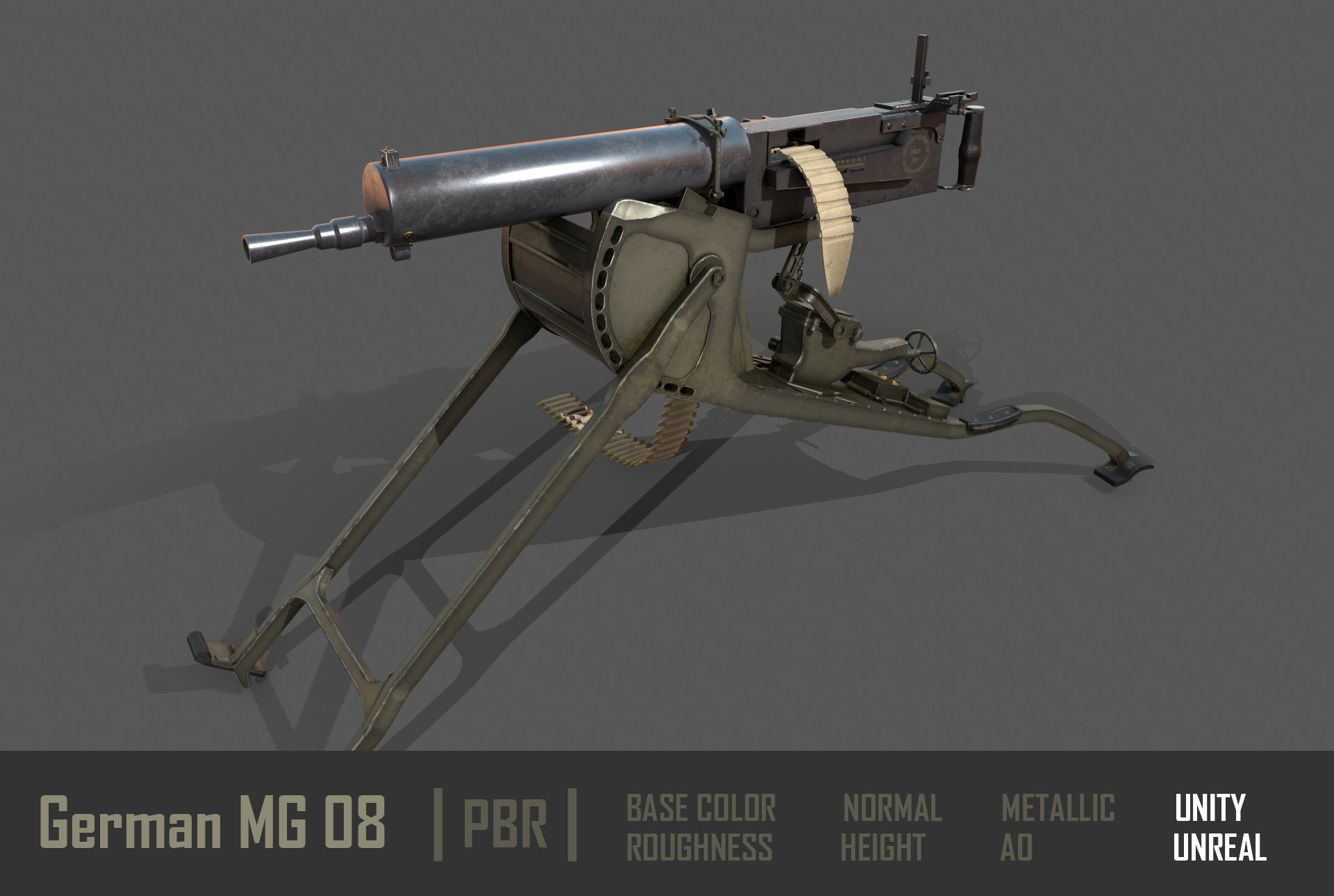 3D model German MG-08 Machine Gun VR / AR / low-poly | CGTrader