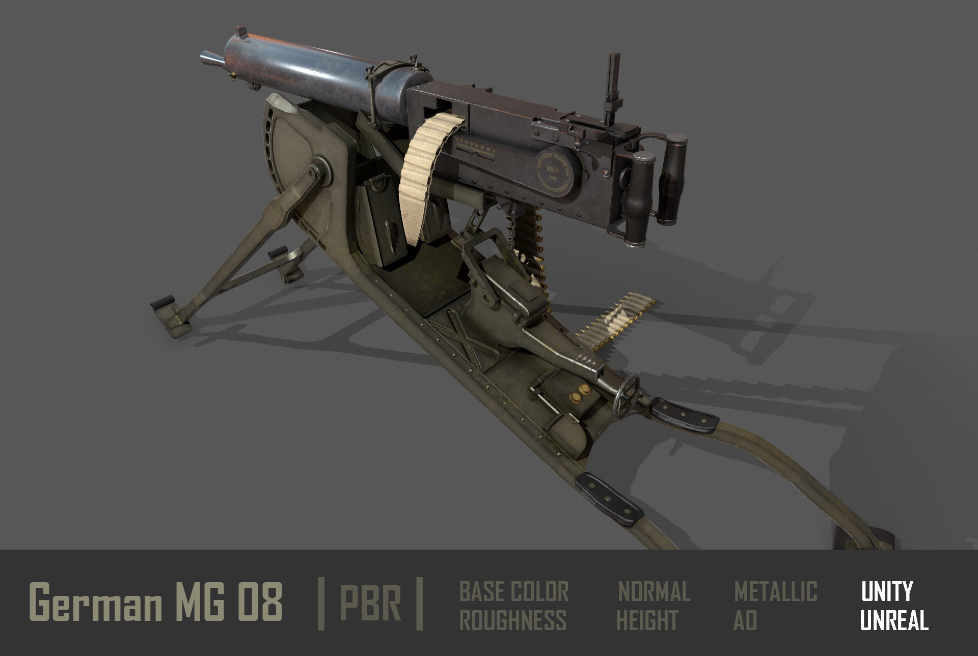 3D model German MG-08 Machine Gun VR / AR / low-poly | CGTrader