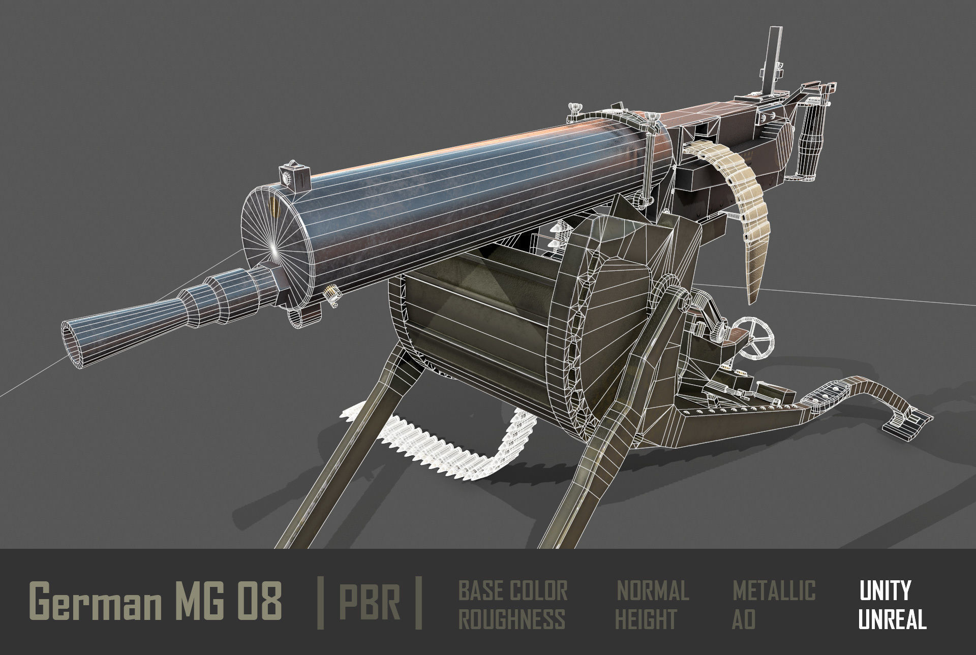 3D model German MG-08 Machine Gun VR / AR / low-poly | CGTrader