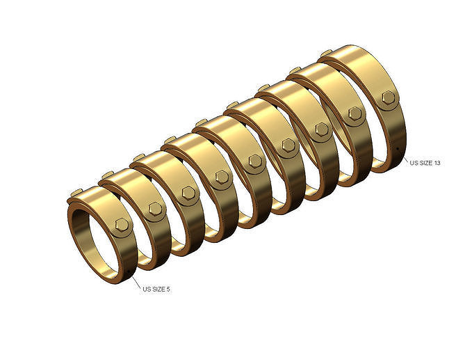 Bolted engravable round tag ring US size 5to13 3D model 3D printable ...