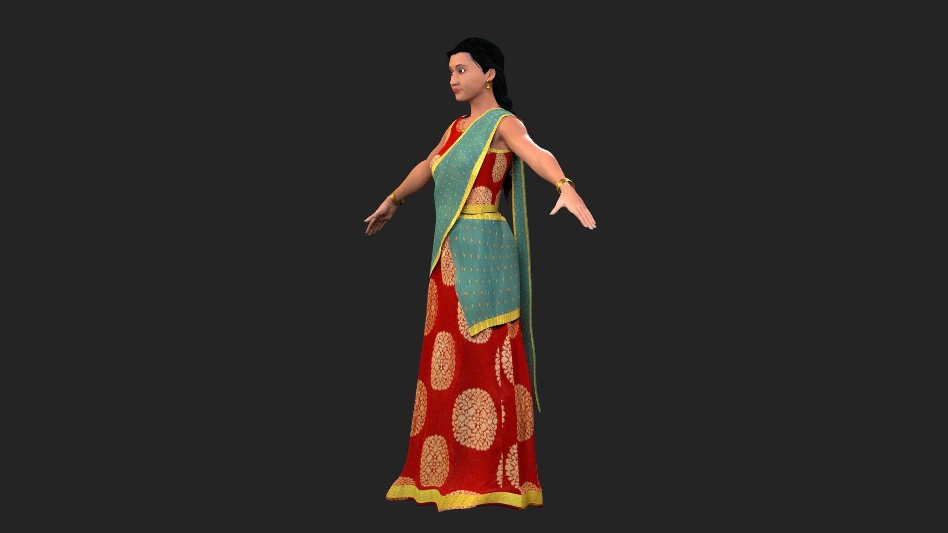 Indian Girl-Meena 3D model rigged | CGTrader