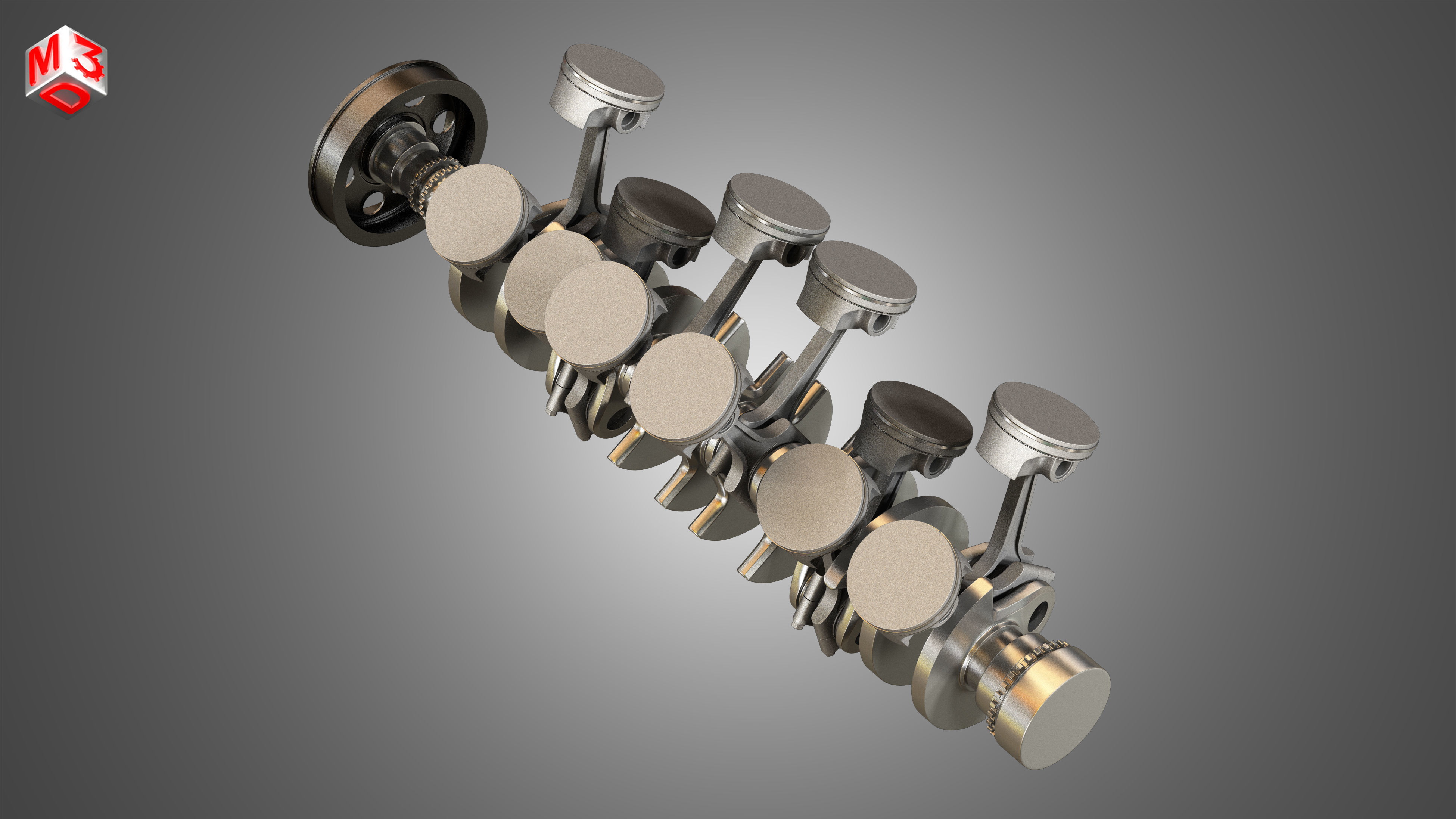 Crankshaft With Pistons - V12 Engine 3D model | CGTrader
