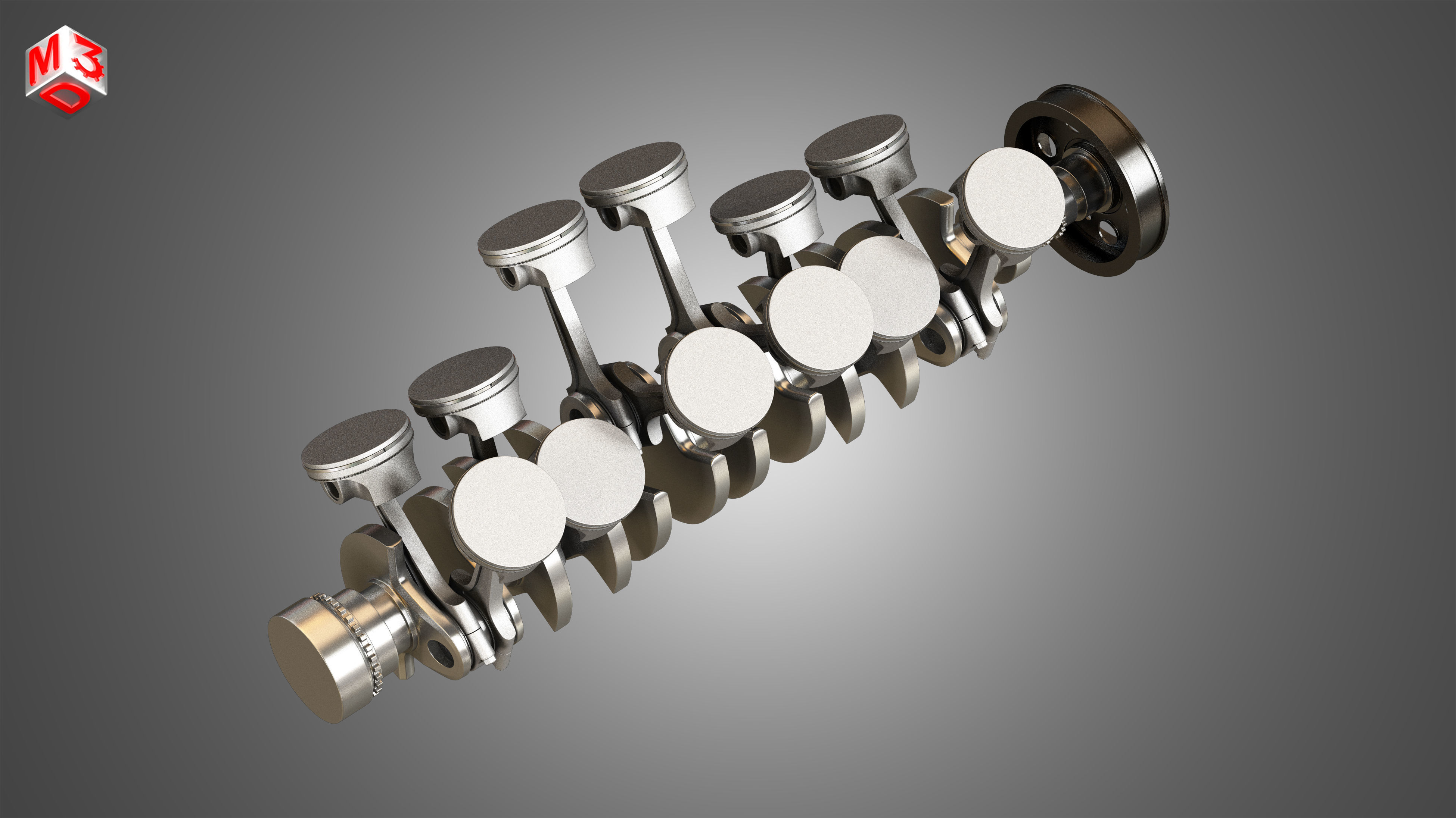 Crankshaft With Pistons - V12 Engine 3D model | CGTrader