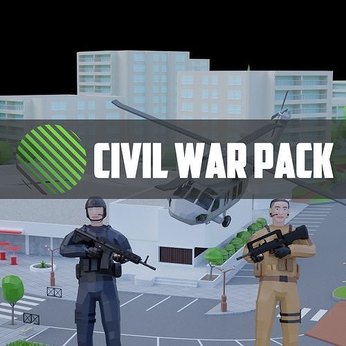 3D model complete pack civil war low poly VR / AR / low-poly rigged | CGTrader