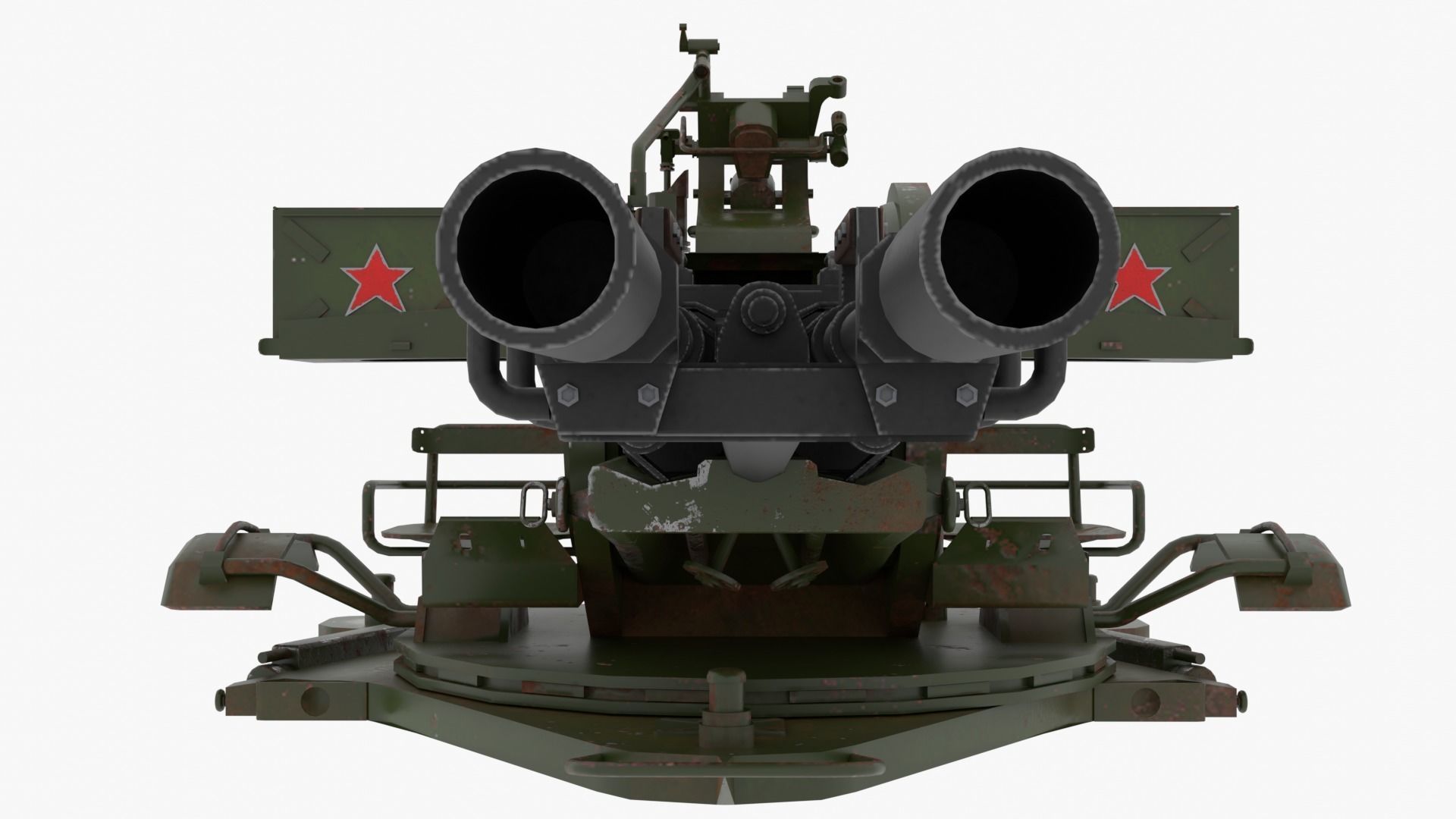 3D model Low-poly model of ZU-23 Anti-aircraft gun caliber 23 mm VR ...
