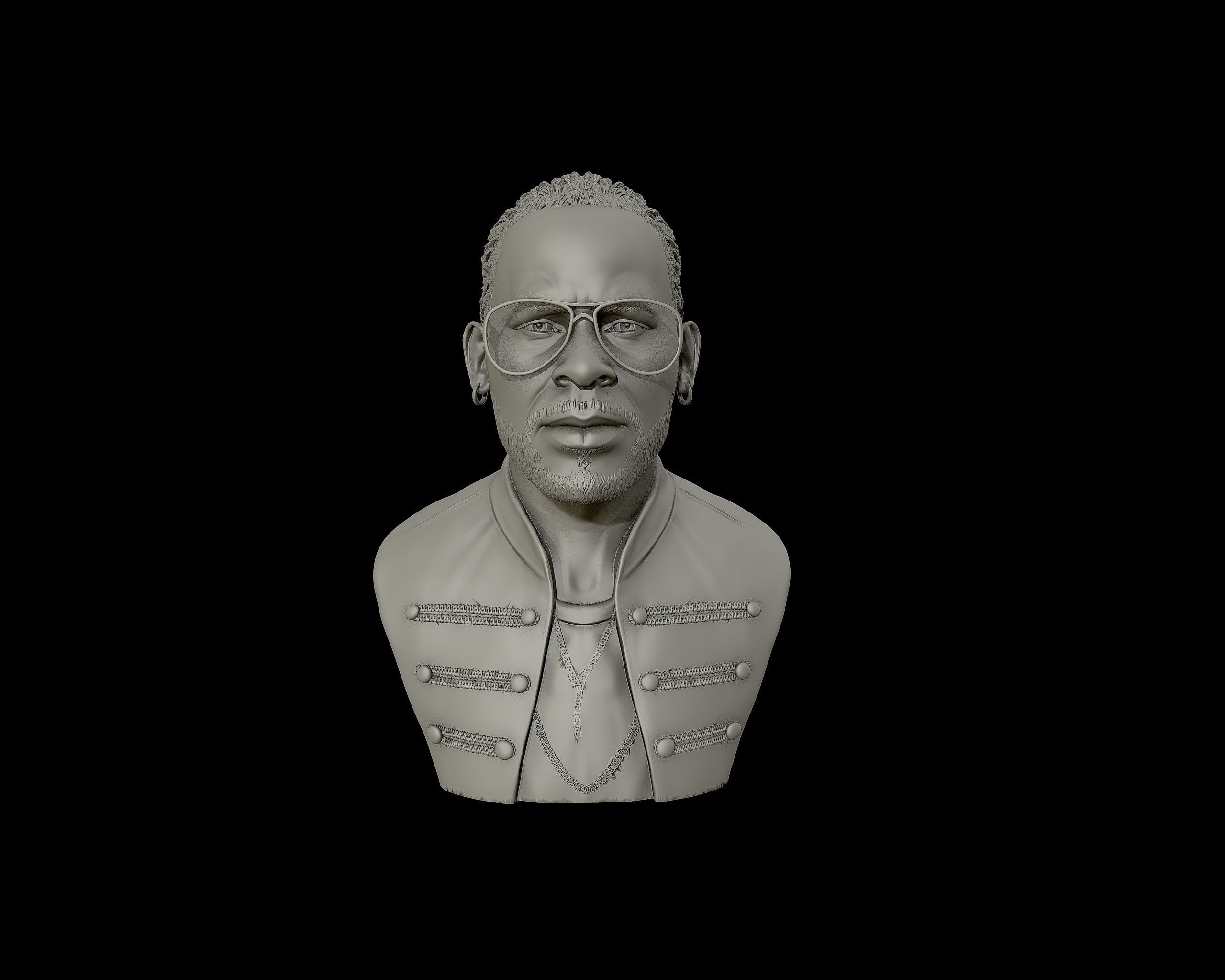R Kelly portrait sculpture 3D model 3D printable | CGTrader