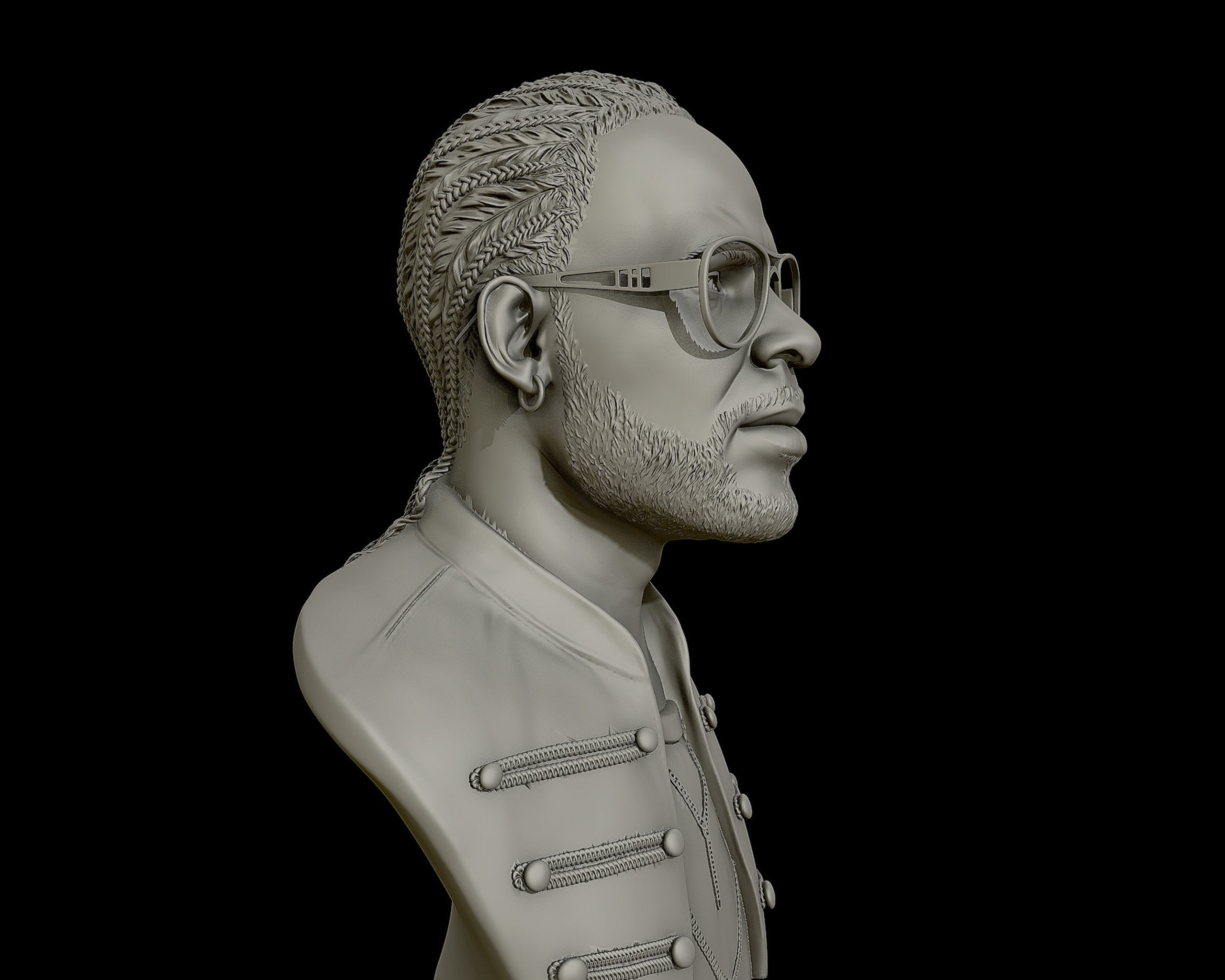 R Kelly portrait sculpture 3D model 3D printable | CGTrader