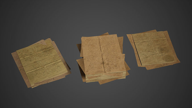 3D model Paper Stacks Pile Low Poly Game Ready VR / AR / low-poly ...