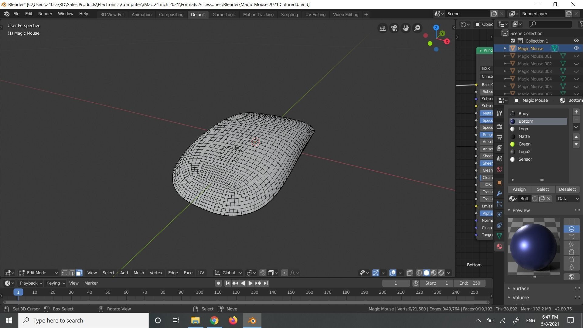 3D model Apple Magic Keyboard Trackpad and Mouse in Official Colors VR ...