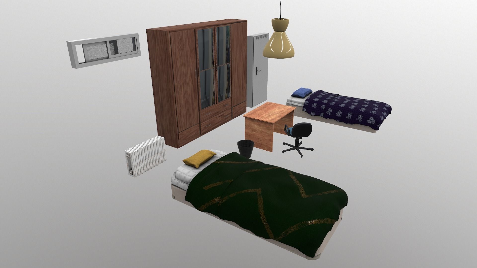 Bedroom Set cabinet with door and drawers 3D model | CGTrader
