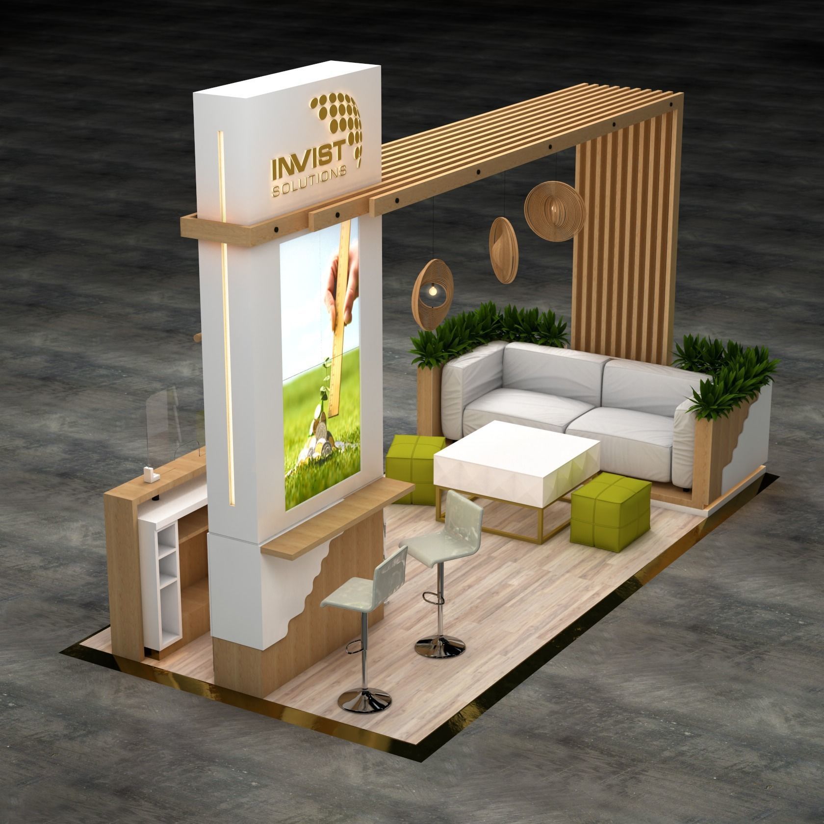 island exhibition stand 6m x 3m 3D model | CGTrader