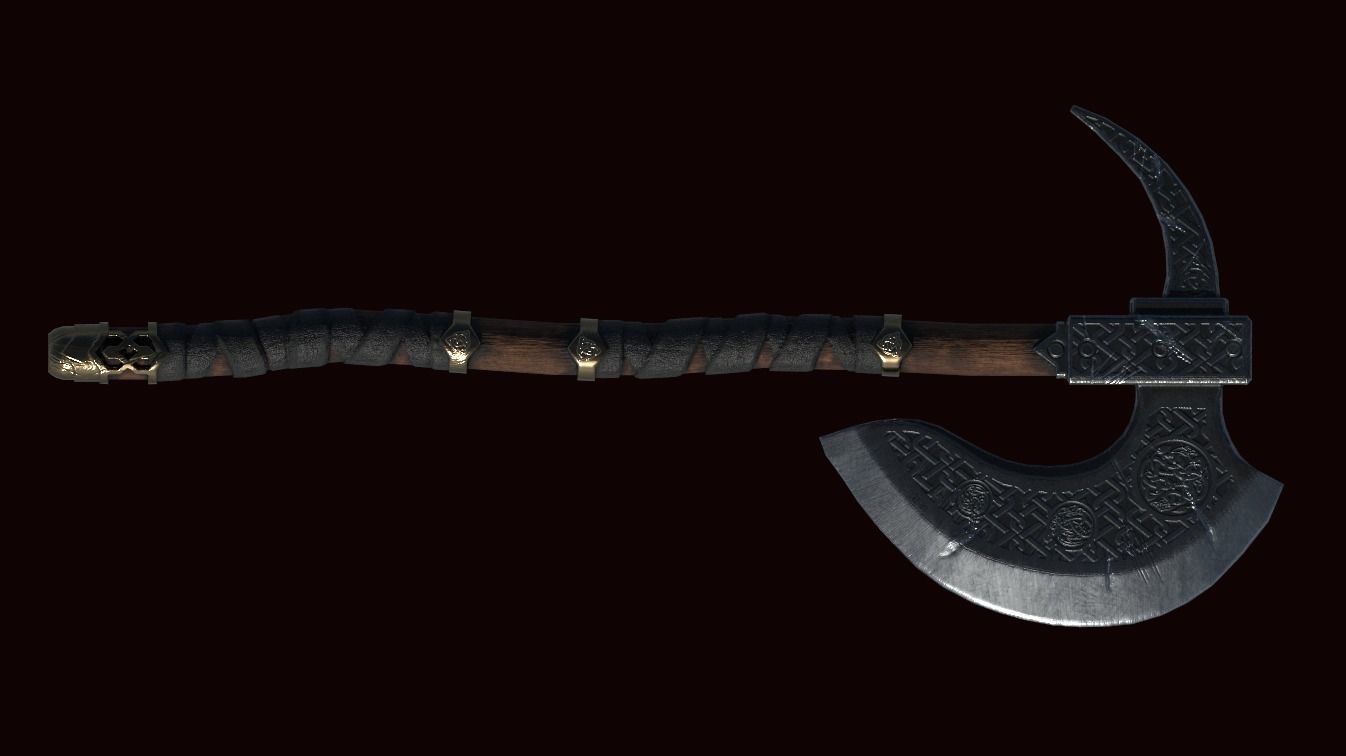 3D two-handed medieval axe weapon | CGTrader