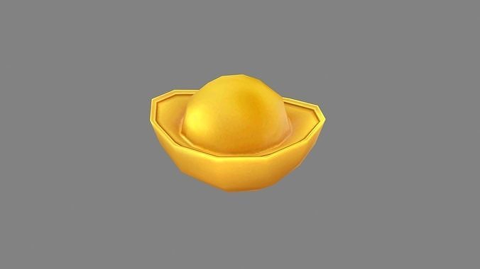 3D model Cartoon Gold Ingot - Gold coin bullion VR / AR / low-poly ...