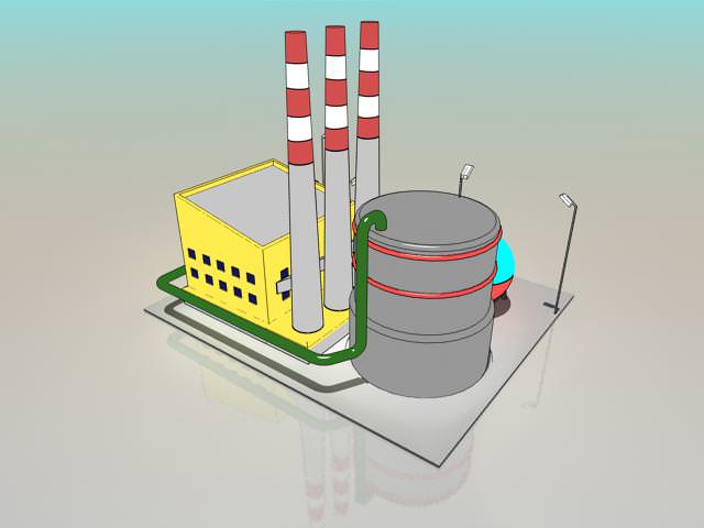 Simple Cartoon Factory 3D model | CGTrader