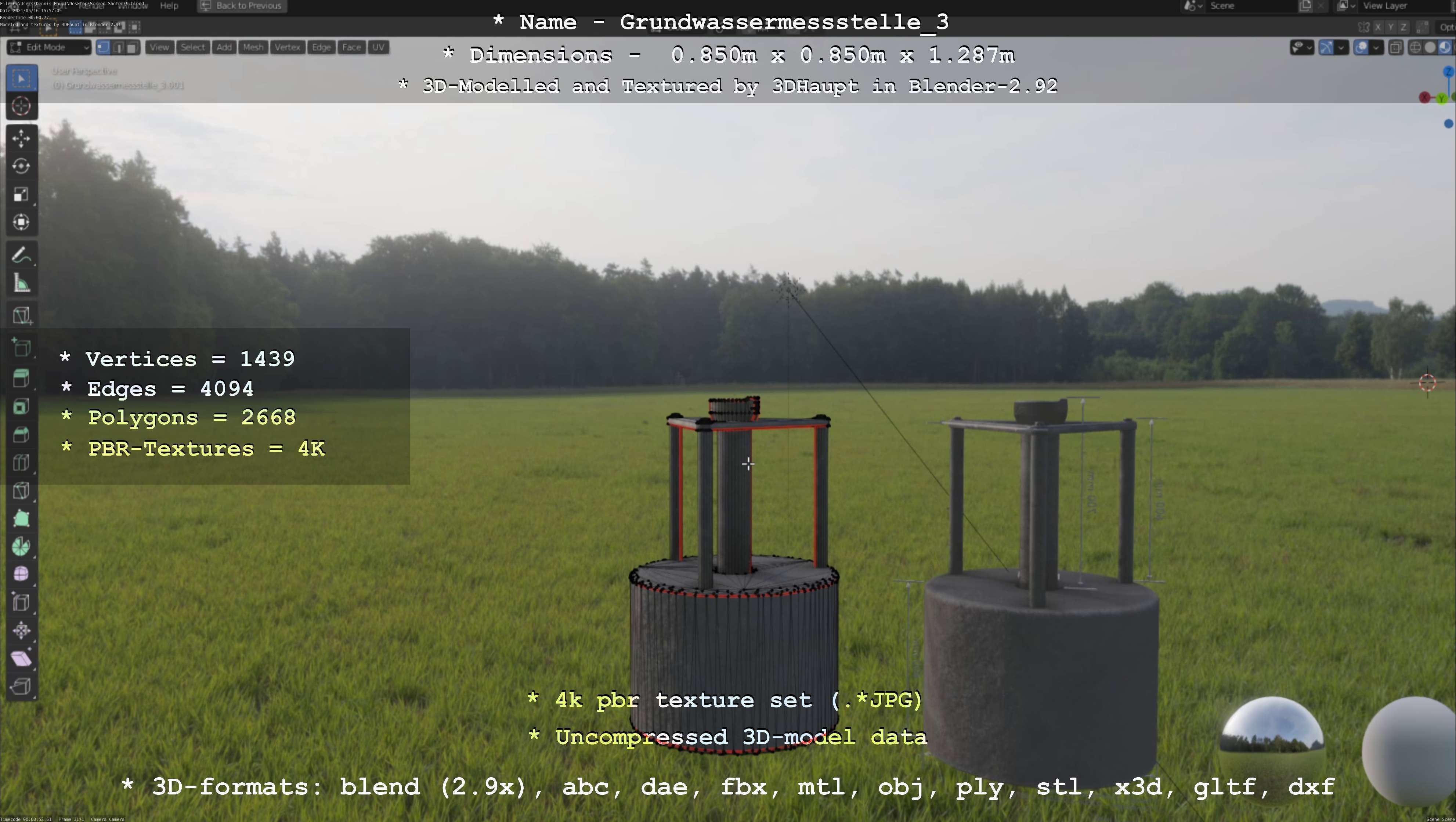 3D model Groundwater monitoring well 3 version 2 VR / AR / low-poly ...