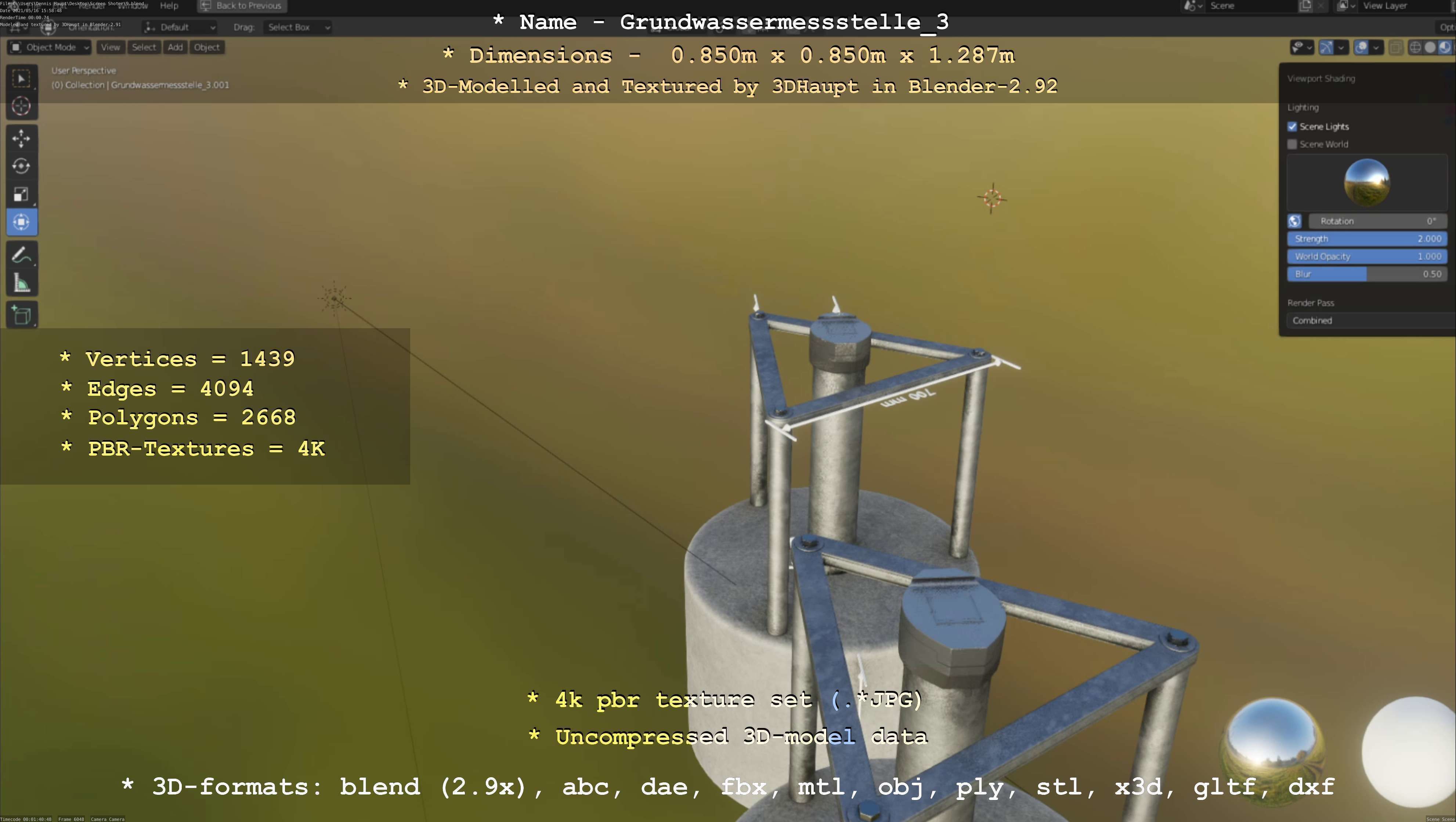 3D model Groundwater monitoring well 3 version 2 VR / AR / low-poly ...