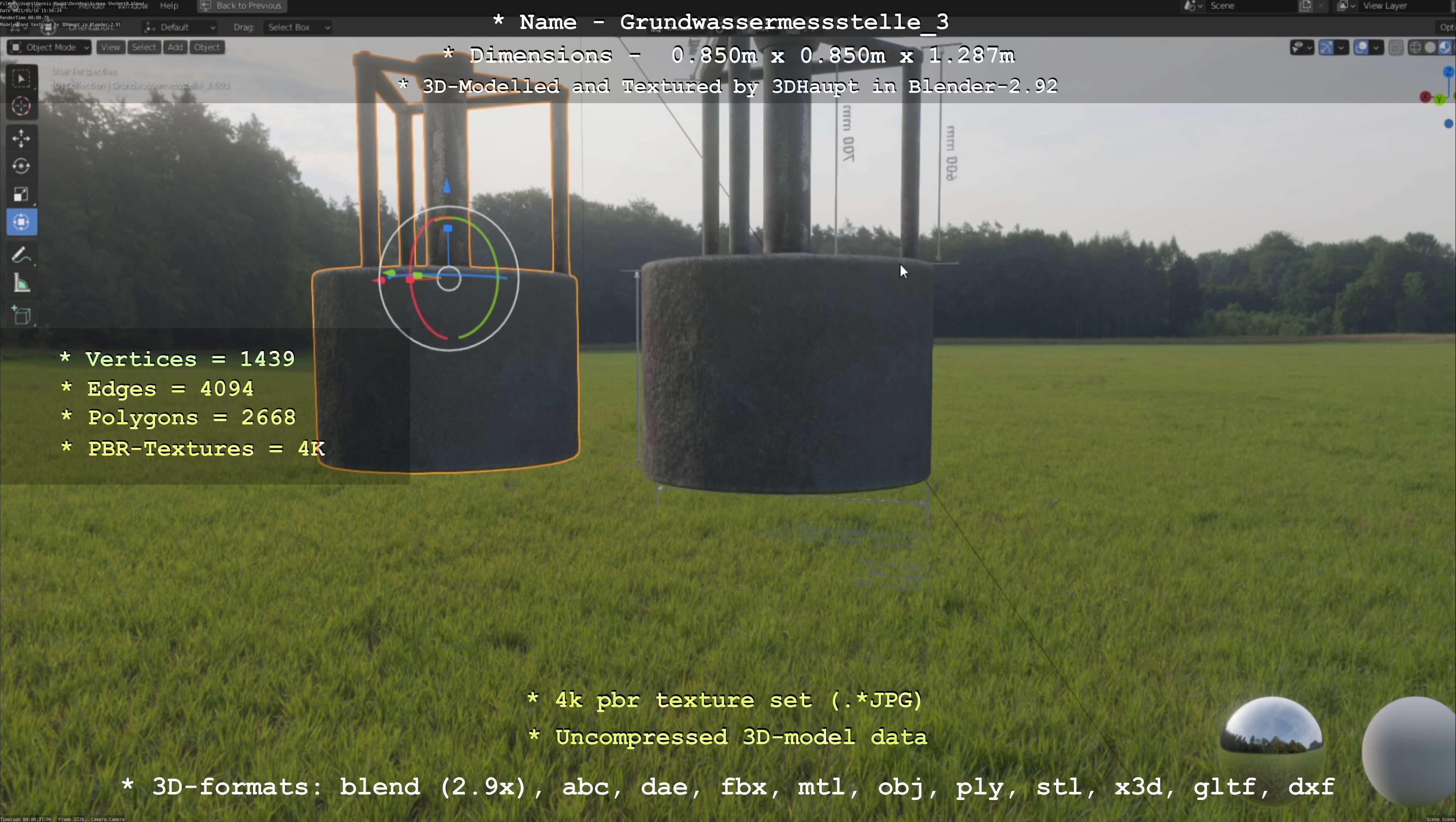 3D model Groundwater monitoring well 3 version 2 VR / AR / low-poly ...