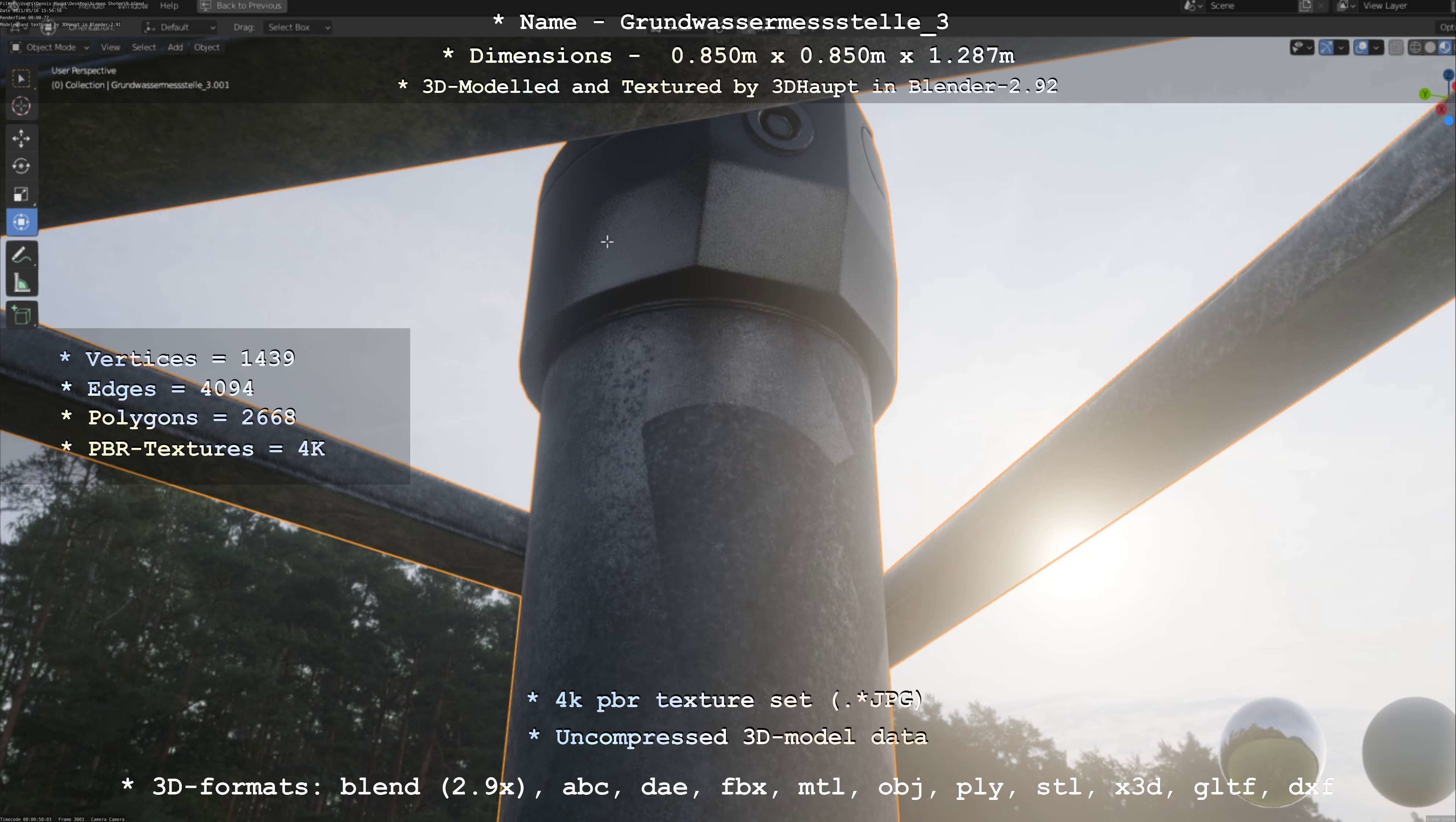 3D model Groundwater monitoring well 3 version 2 VR / AR / low-poly ...