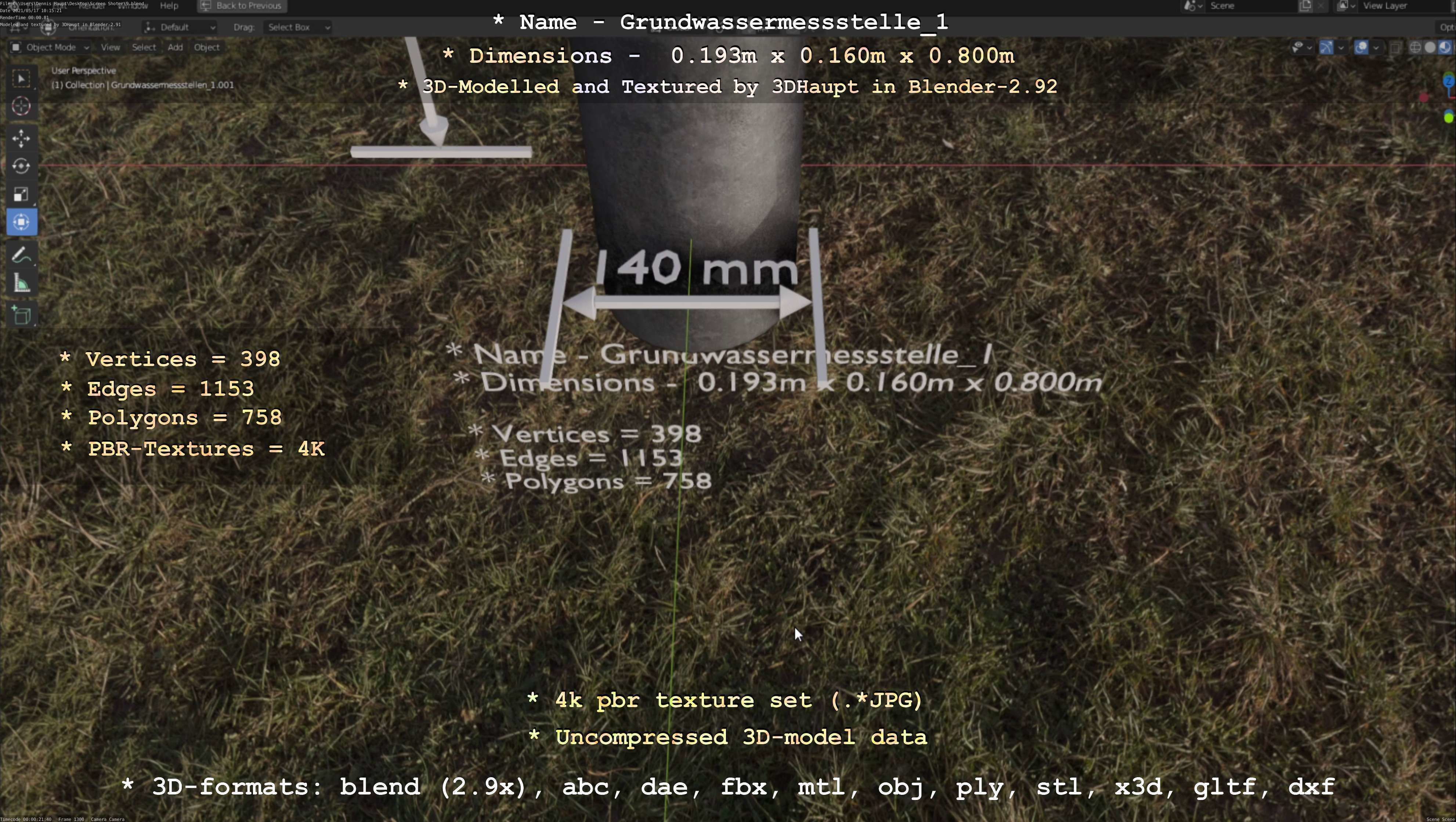 3D model Groundwater monitoring well 1 version 2 VR / AR / low-poly ...