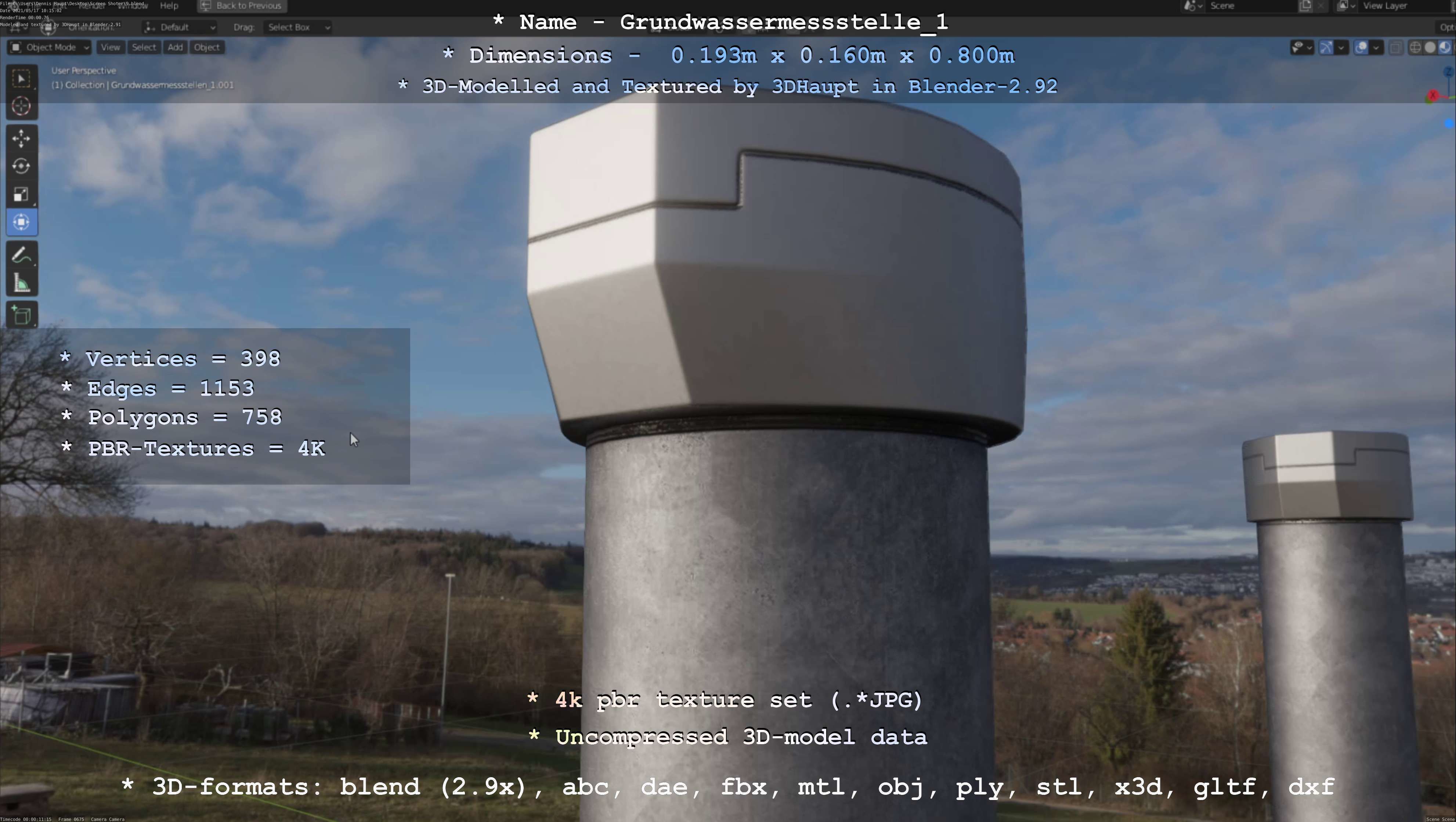 3D model Groundwater monitoring well 1 version 2 VR / AR / low-poly ...