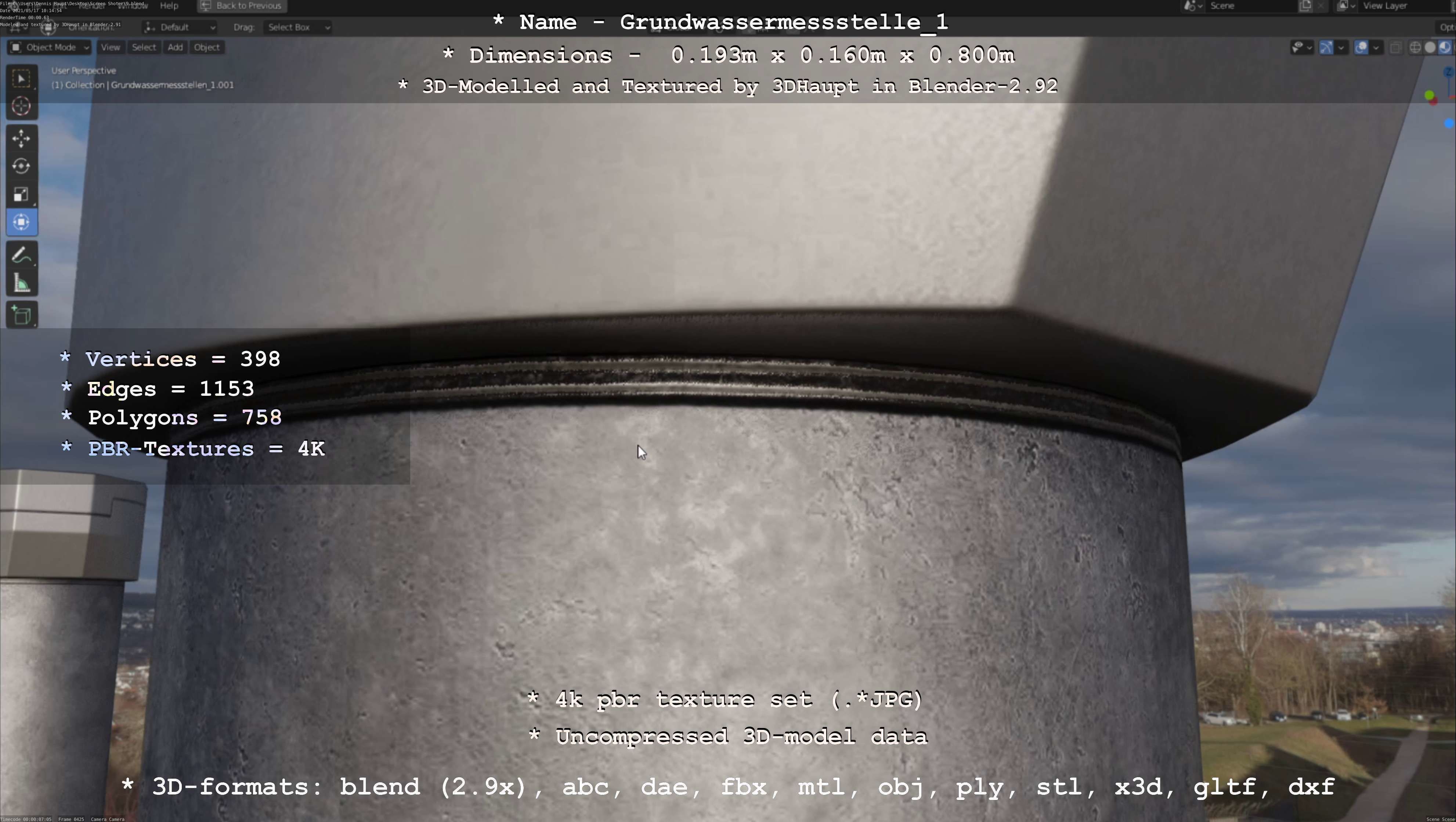 3D model Groundwater monitoring well 1 version 2 VR / AR / low-poly ...