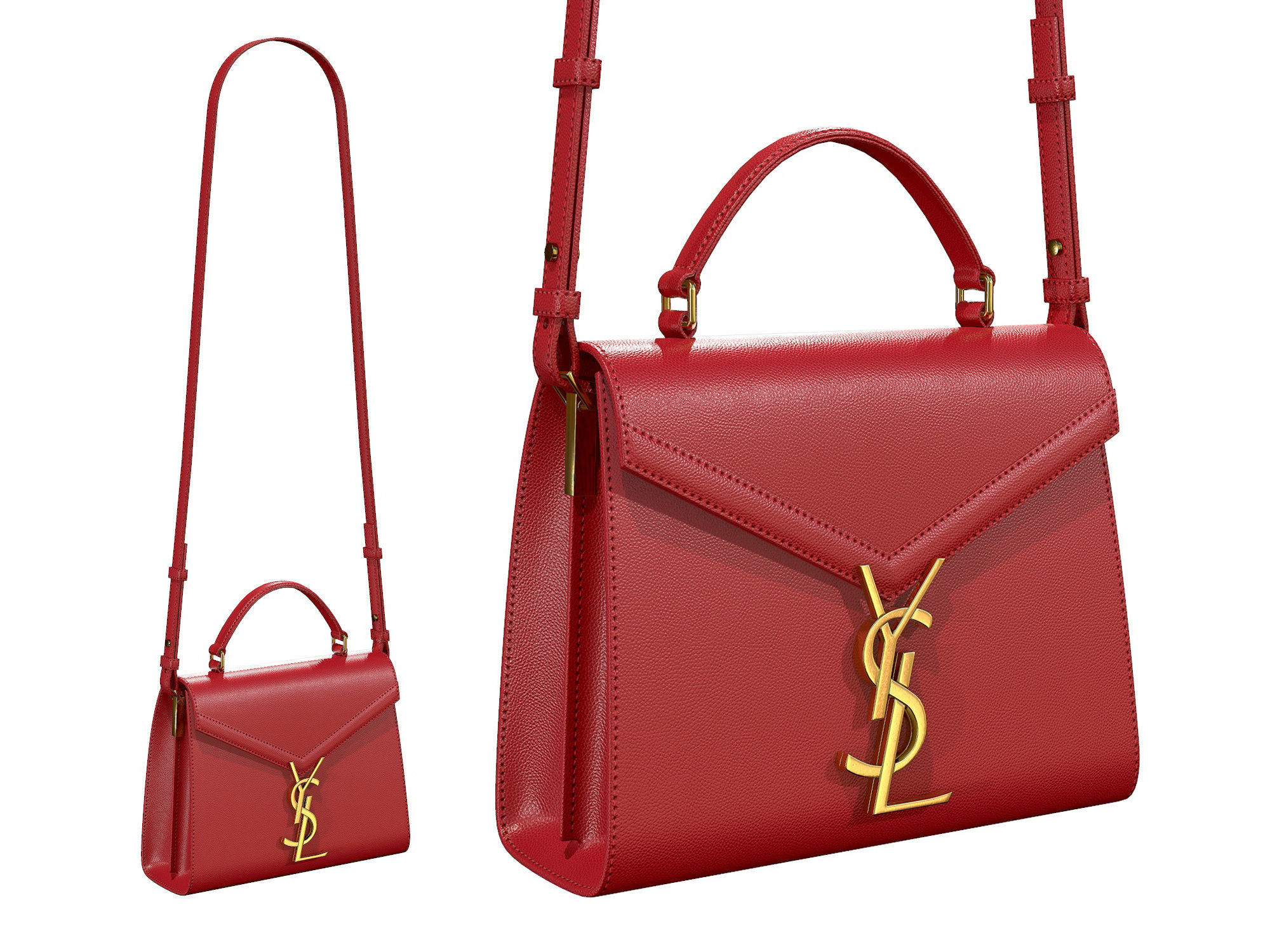 3D model YSL Saint Laurent Cassandra Mini Top Bag Red Leather VR / AR ...