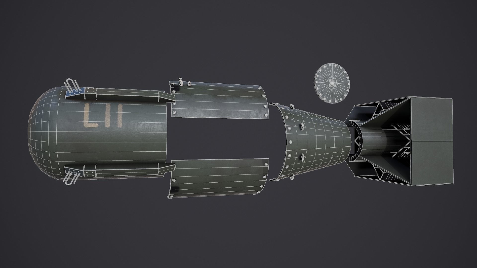 3D model Little Boy Atomic bomb Cross Section VR / AR / low-poly | CGTrader
