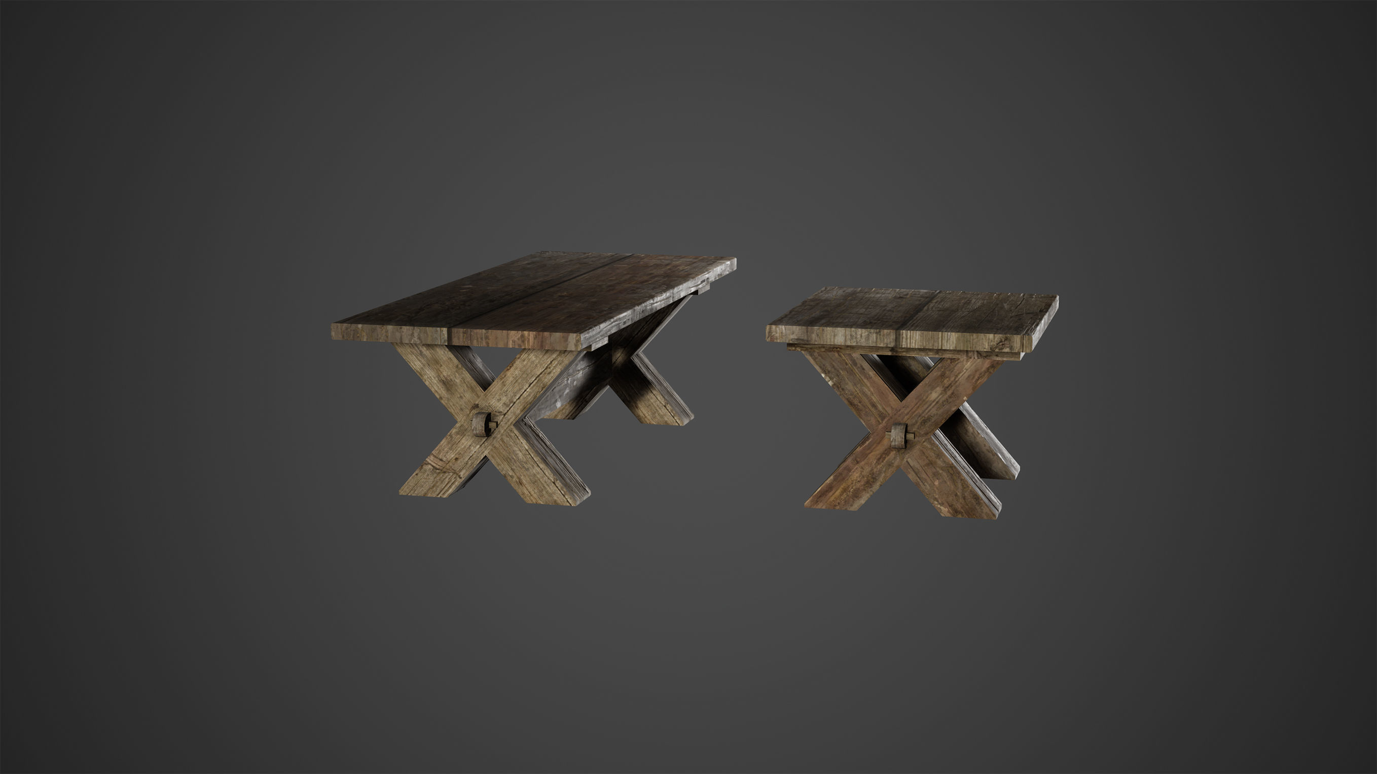 3D model Medieval Wooden Benches Low Poly Game Ready VR / AR / low-poly ...