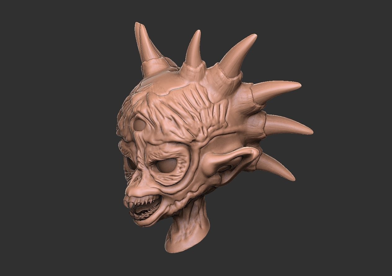 Custom horned alien model 3D model 3D printable | CGTrader