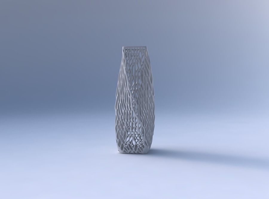 Vase twisted rectangle with lattice tiles 3D model 3D printable | CGTrader
