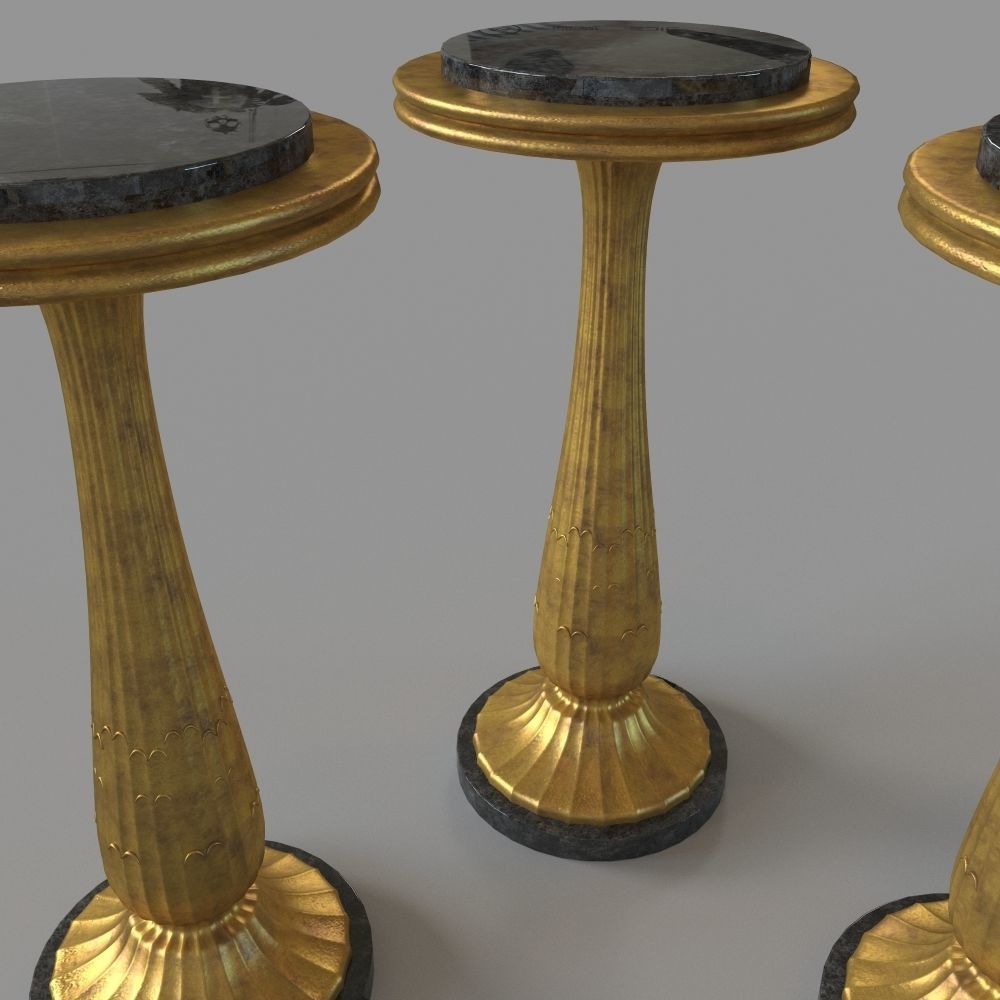 Fluted Side Table Gold Leaf 3D model | CGTrader