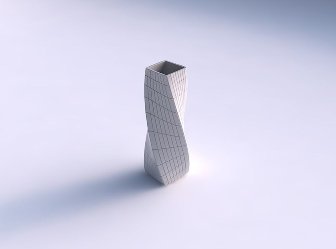Vase twisted rectangle with distorted grid plates 3D model 3D printable ...