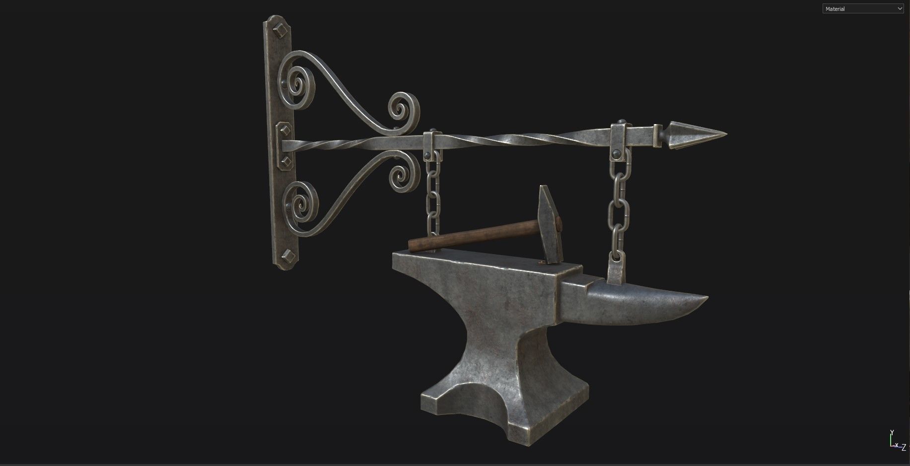 3D model Medieval Blacksmith Sign VR / AR / low-poly rigged | CGTrader
