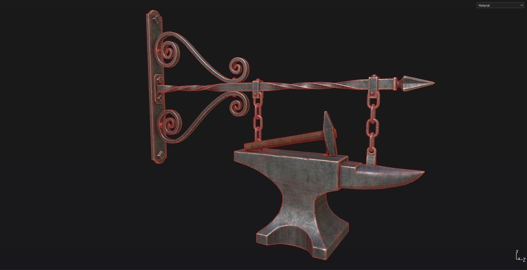 3D model Medieval Blacksmith Sign VR / AR / low-poly rigged | CGTrader
