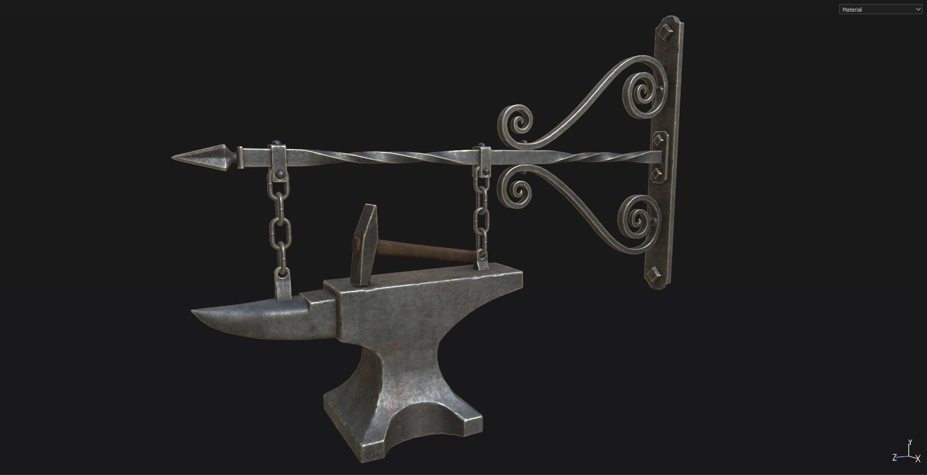 3D model Medieval Blacksmith Sign VR / AR / low-poly rigged | CGTrader