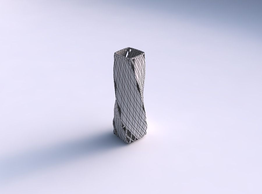 Vase twisted rectangle with diagonal grid lattice 2 3D model 3D ...