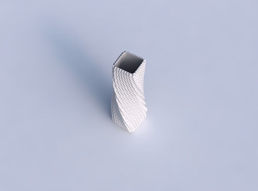 Vase twisted rectangle with bent extruded pattern 3D model 3D printable ...