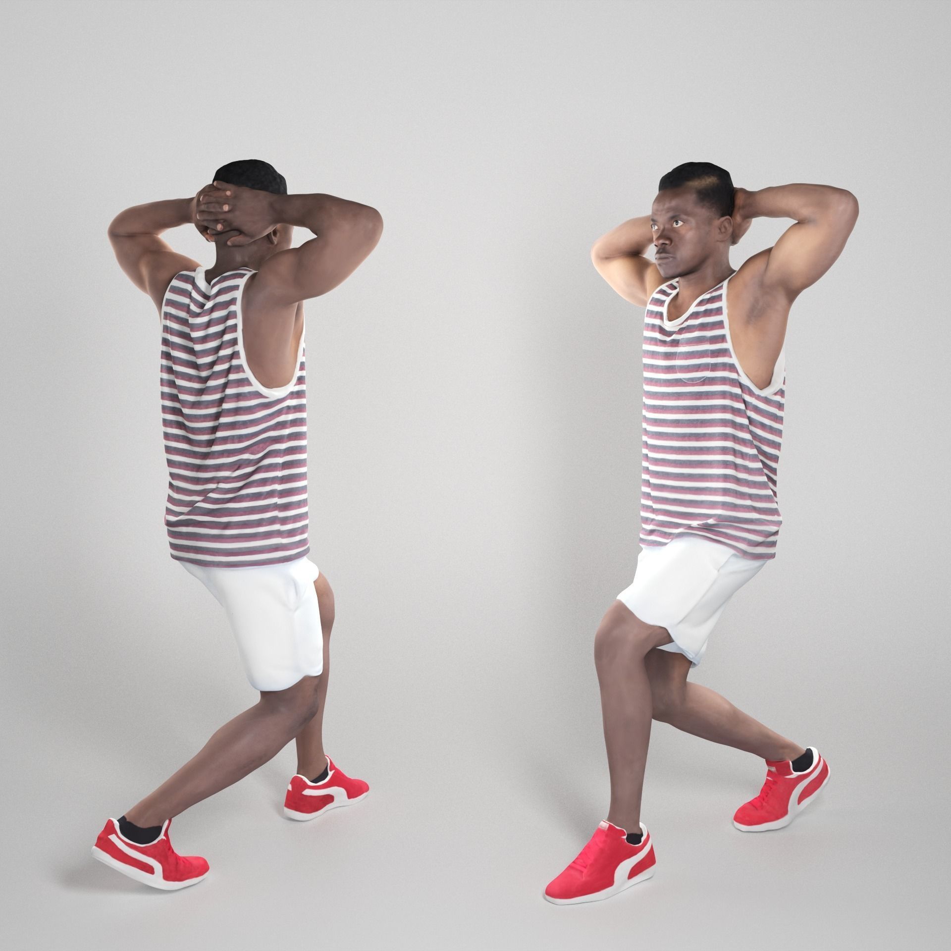 3D model Athletic young man doing exercise 298 VR / AR / low-poly ...