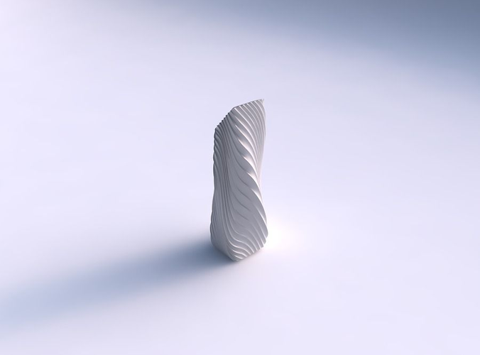 Vase twisted bent rectangle with wavy extruded lines 3 3D model 3D ...