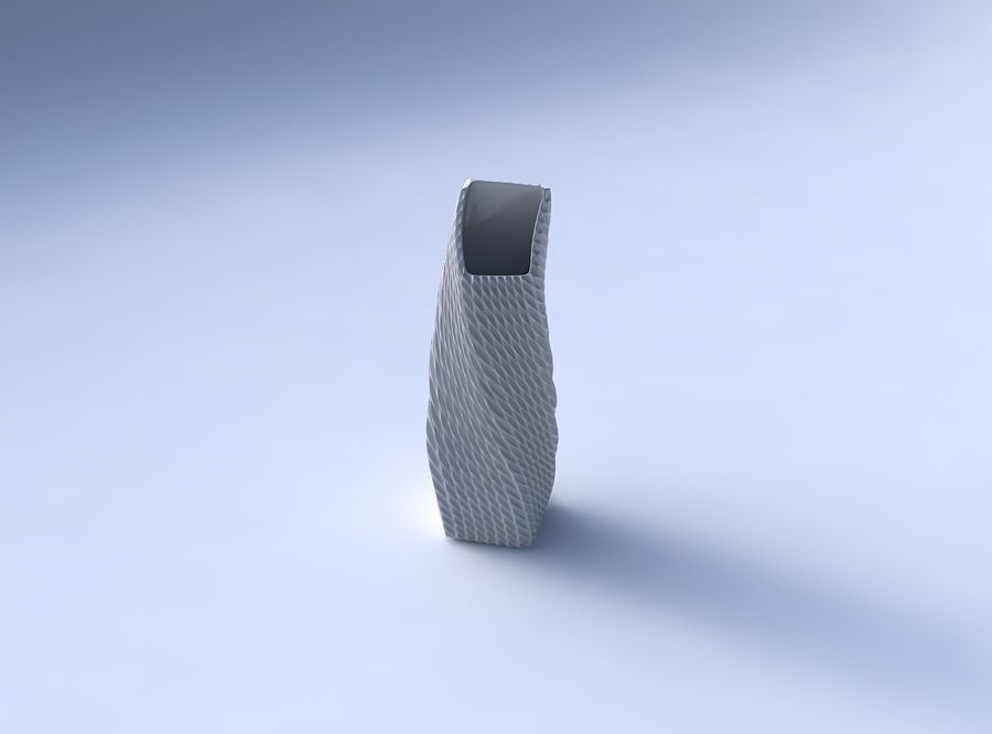 Vase twisted bent rectangle with bent extruded pattern 3D model 3D ...