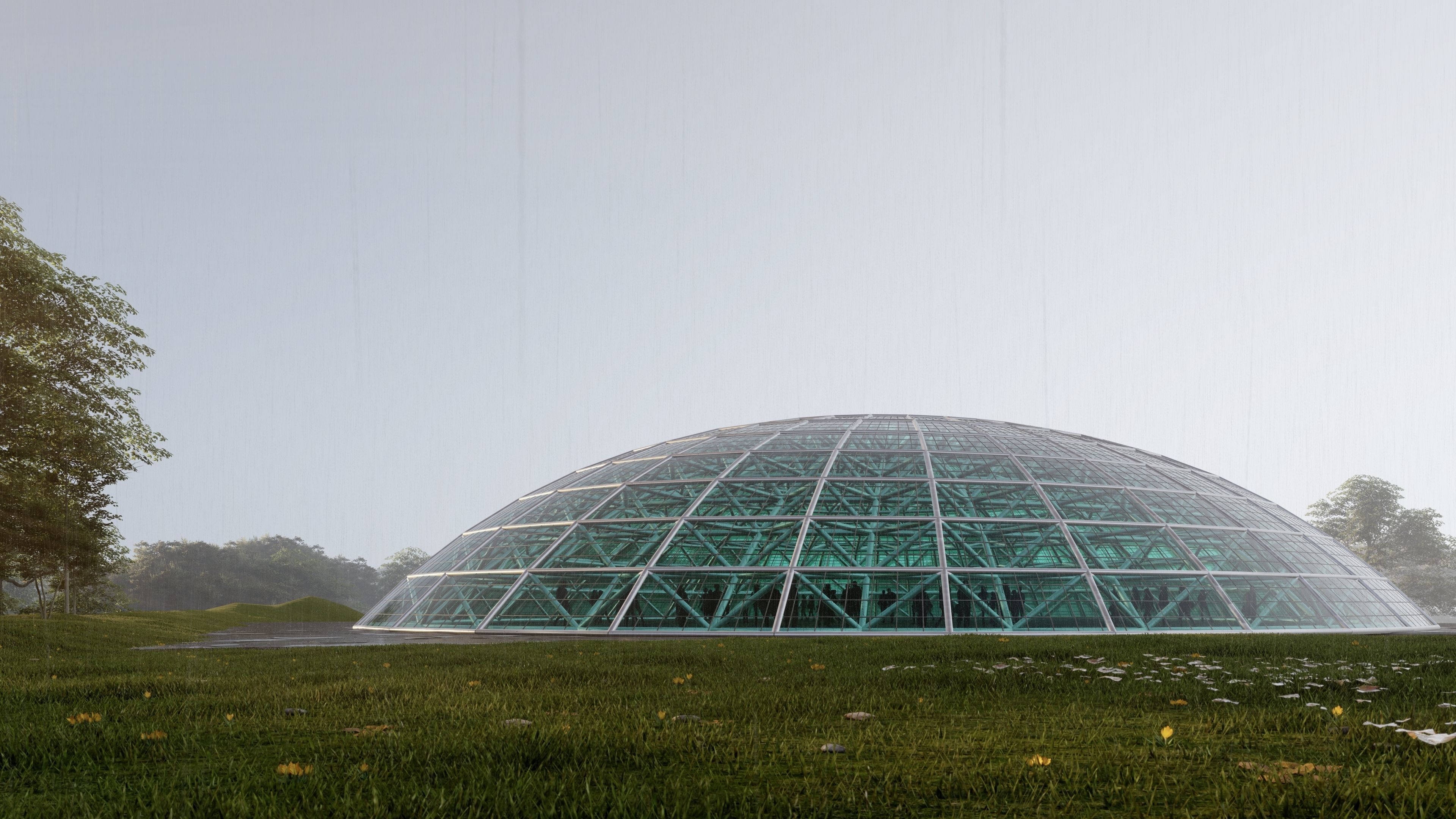 Elliptical Dome Space Truss Structure 3D model | CGTrader