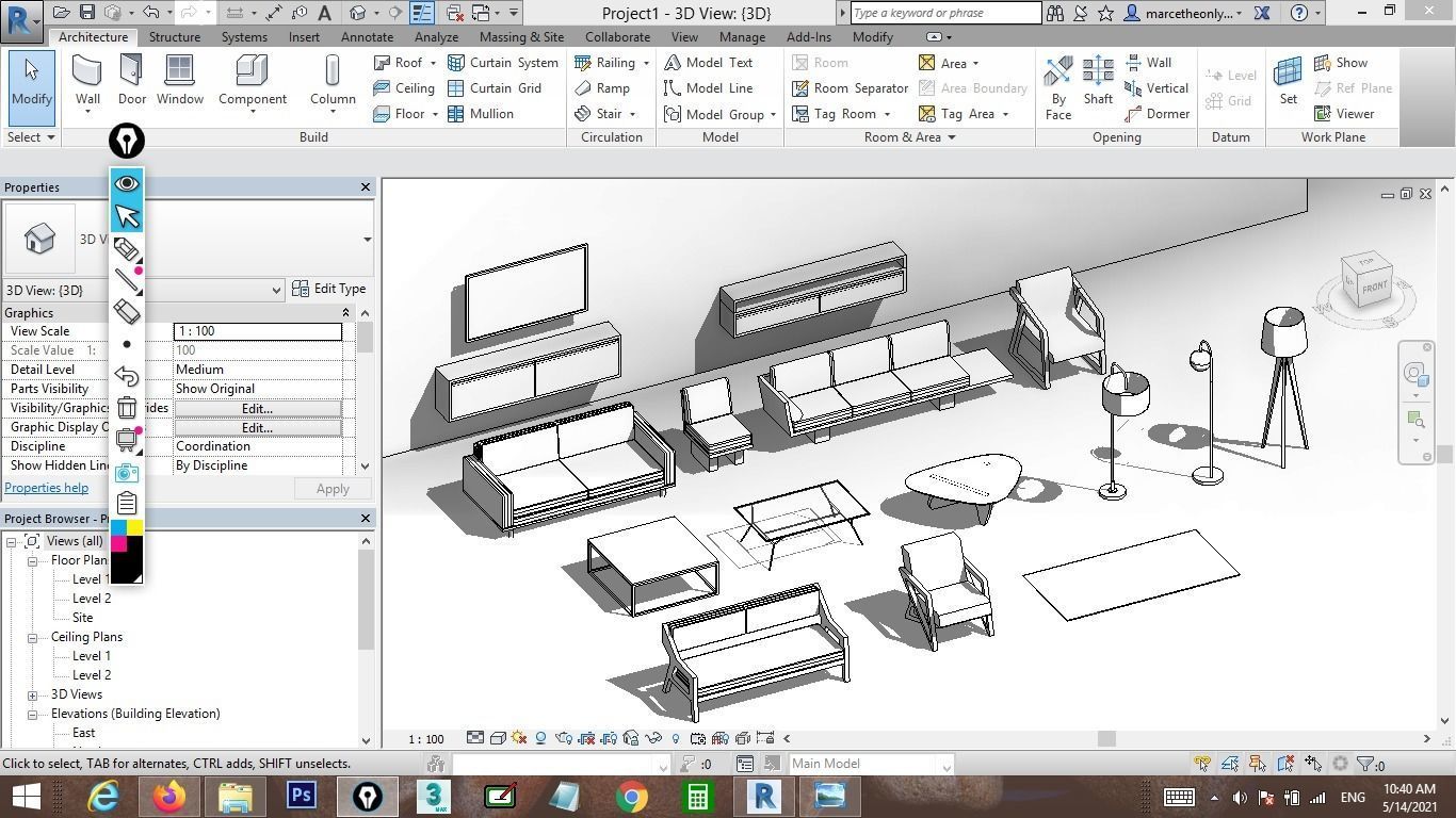 revit Living room forniture sets 3D model | CGTrader